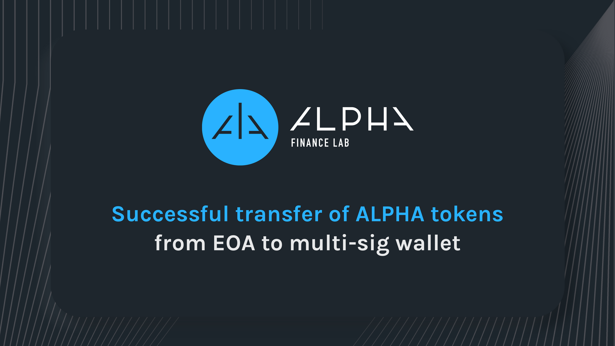 960M ALPHA has been successfully transferred from EOA wallet to Gnosis ...
